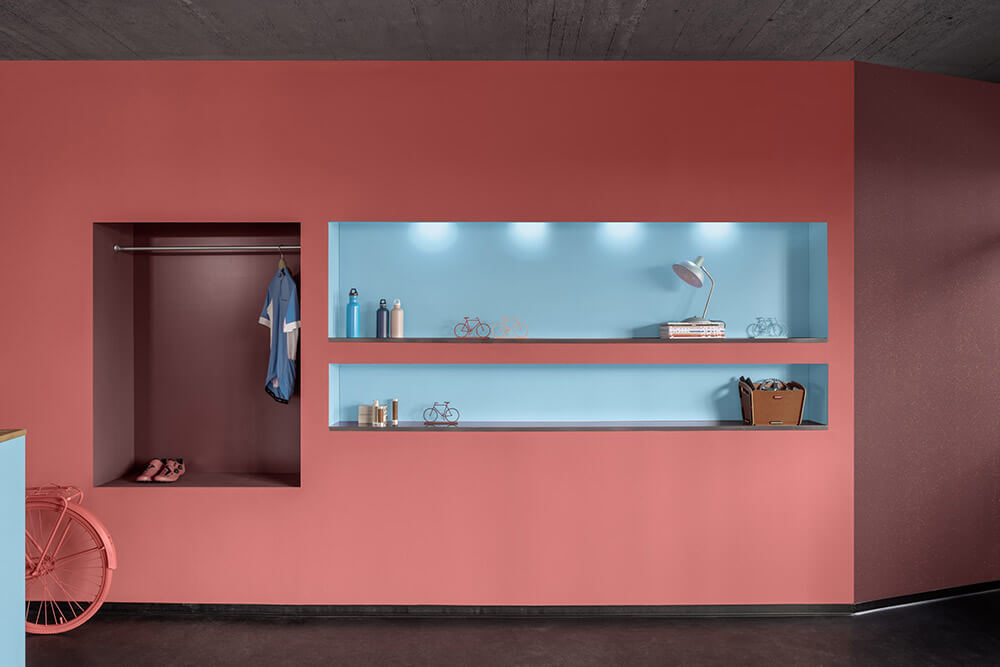 Trend 2019 - Farbwelt 1: Sorbet-Rot, Rosé und Schwimmbad-Blau: Caparol